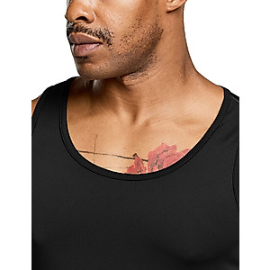 TSLA Men's Athletic Compression Sleeveless Tank Top, Cool Dry Sports Running Basketball Workout Base Layer, Active Shirts Black, Large