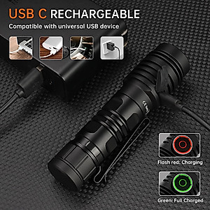Wurkkos FC13S 5000K USB C Flashlights 2500 High Lumens LED Flash Light 6 Modes EDC Torch- IP68 Waterproof Flashlight with Ramping Mode.