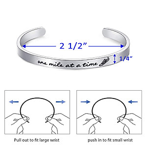 LParkin Marathon Runners Gifts Bracelet Running Jewelry Men Women One Mile At A Time Bracelet 1/4” x 6" Stainless Steel Polished Finish