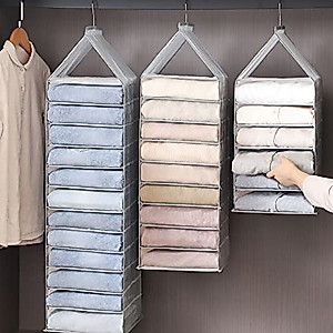 Yancorp 9 Shelf Hanging Closet Organizers and Storage,Collapsible Hanging Shelf Organizer for Clothes Organization,Hanging Shelves for Closet Storage, Foldable, Grey