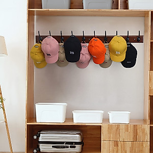 Dseap Coat Rack Wall Mounted: 10-Hooks, 38-1/4" Long, 16" Hole to Hole, Wood Coat?Hooks Wall Mounted, Hook Rack, Hook Rail, Hooks for Hanging Coats, White & Black