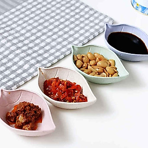 Bowl Set Small Bowls Cereal Bowl Ceramic Bowl ZHANGDONG16PCS Sauce Dishes Leaves Shaped Seasoning Dishes Mini Appetizer Plates Dipping Saucers Bowl for Restaurant Hotel Home7.13