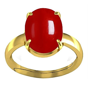 SirDaksh 6.25 Carat Natural Red Coral Panchdhatu Ring For Men And Women