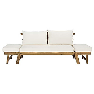 Safavieh PAT6745B Outdoor Collection Tandra Teak Modern Contemporary Daybed Day Bed, Natural/Beige