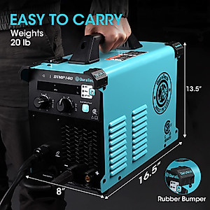 DURATECH 140Amp MIG Welder, 120V Flux Core Welder MIG/Lift TIG/Stick 3-in-1Welding Kit with Cold Wire Feed, Welding Gun and 15A to 20A Plug Adapter, Portable Smart Welding Machine IGBT Inverter Welder