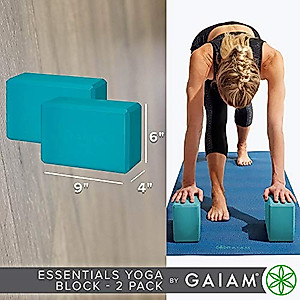 Gaiam Essentials Yoga Block (Set of 2) - Supportive Latex-Free EVA Foam Soft Non-Slip Surface for Yoga, Pilates, Meditation, Vivid Blue
