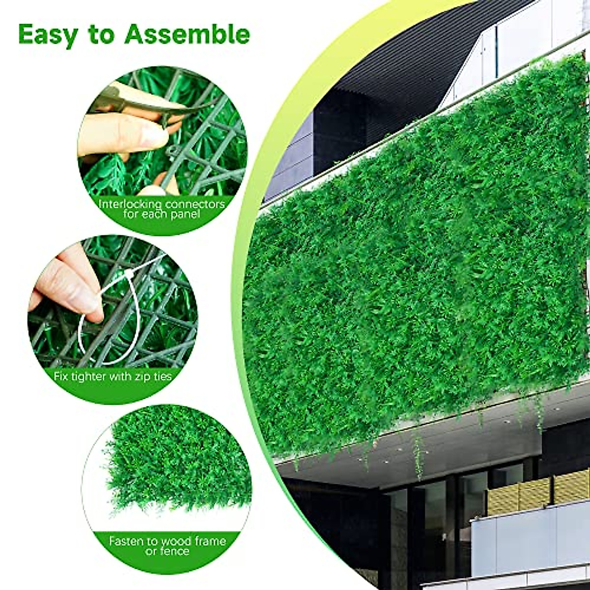 12 PCS Artificial Grass Wall Panel 23.6”x15.7”Boxwood Hedges Wall Panels Grass Backdrop Greenery with UV Protection, Fairy Privacy Grass Wall Decor for Fence, Backyard, Weddings and Events