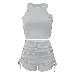 Rvidbe Womens Pajama Sets Cotton, Spring Outfits for Women 2023 Trendy Casual, Womens Short Sets for Summer Womens 2 Piece Outfits Matching Sets Two Piece Shorts Tank Tops 2023 Summer Vacation Sets