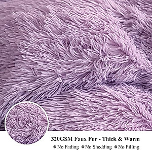 XeGe Luxury Faux Fur Throw Blanket, Light Purple Soft 50x60 Fluffy Blanket Throw, Shaggy Plush Decorative Couch Blanket, Cute Furry Throw Fuzzy Office Lap Blanket for Bedroom Living Room Lavender