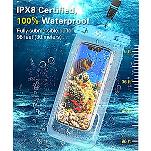 MoKo Floating Waterproof Phone Pouch [2 Pack], Floatable Phone Case Dry Bag with Lanyard Compatible withiPhone 14 13 12 11 Pro Max X/Xr/Xs, SE 3, Samsung S21/S20/S10/S9/S8, Sky Blue+Mint Green