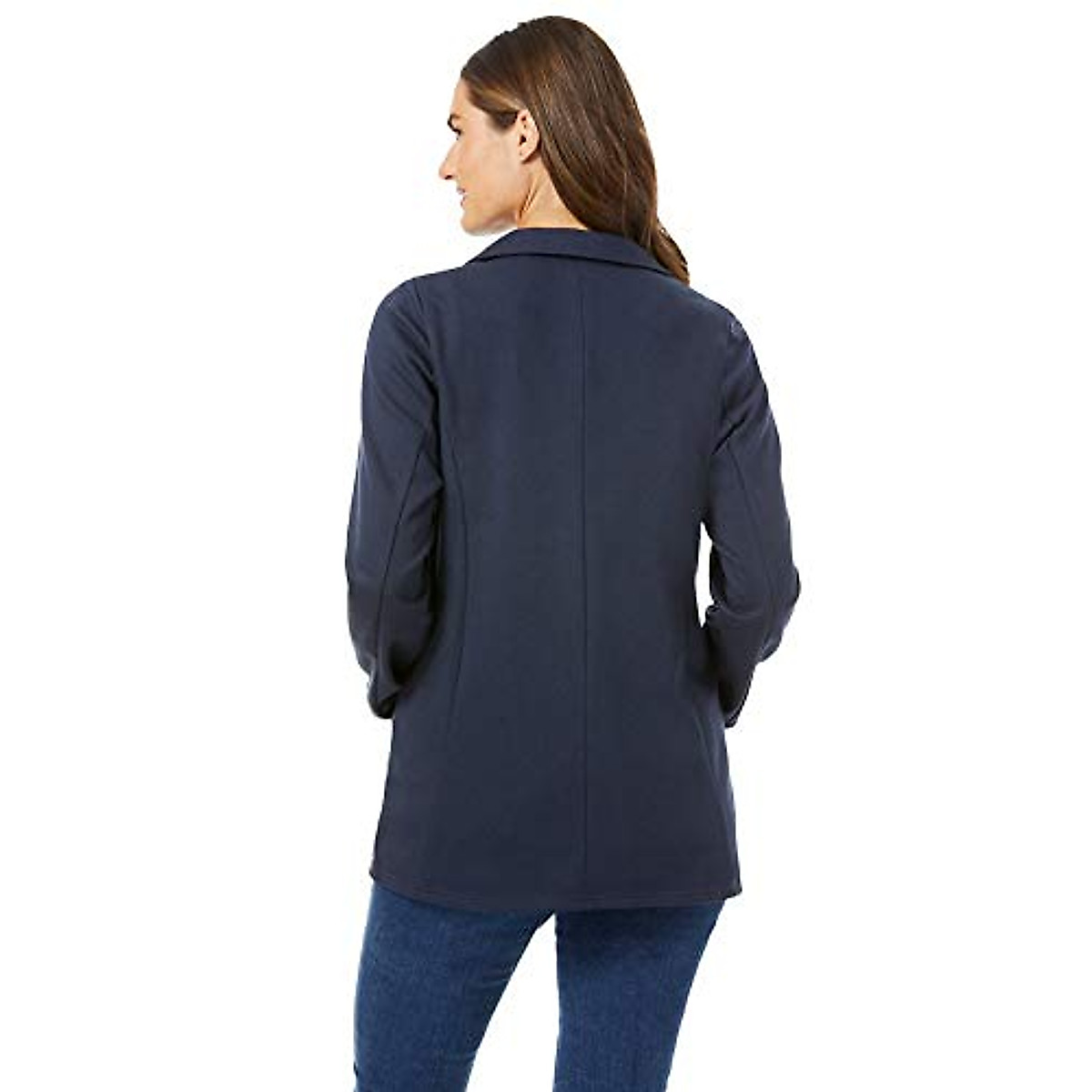 Woman Within Women's Plus Size Knit Blazer - 26/28, Heather Grey Gray