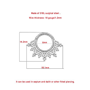 FANSING 16g Surgical Steel Septum Rings 8mm Lotus Septum Jewelry with Beaded balls Helix Piercing Jewelry 16 Gauge