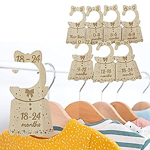Colcolo 7Pcs Wood Baby Cloth Organizers, Infant Wardrobe Dividers,Baby Clothing Size Age Dividers,Newborn Wardrobe Dividers,Hanging Clothes Size Dividers, Style C