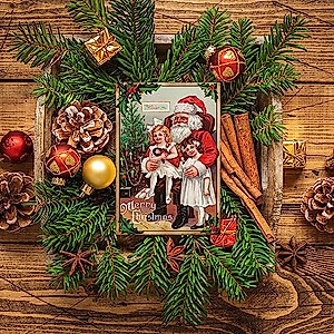 80 Pcs Vintage Christmas Postcards Christmas Postcard 4 x 6 Santa and Christmas Reprint Antique Postcard Set Retro Christmas Cards Blank Christmas Postcards for Friends Relatives, 20 Designs