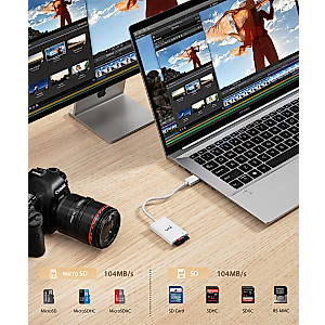SD Card Reader, uni High-Speed USB 3.0 to Micro SD Card Adapter, Aluminum Computer Memory Card Reader Dual Slots, for SD/SDXC/SDHC/MMC/Micro SDXC/TF/Micro SDHC | Laptop, PC - White, UA226-23