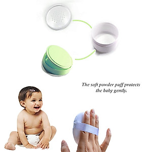 ericotry 1pcs Empty Portable Refillable Plastic Powder Puff Box Baby After-Bath Talcum Powder Container with Powder Puff and Sifter(Green)