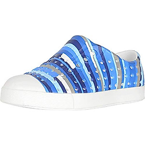 Native Kids Shoes Baby Boy's Jefferson Print (Toddler) Shell White/Shell White/Blue Multi Stripe 4 Toddler