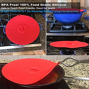 Set of 5 Silicone Lids,Heat Resistant, Microwave Splatter Covers, Reusable Food Suction Lids for Cups, Bowls, Plates, Pots, Pans, Skillets, Stovetops, Ovens, and Refrigerators, L, XL) BPA-Free -Blue