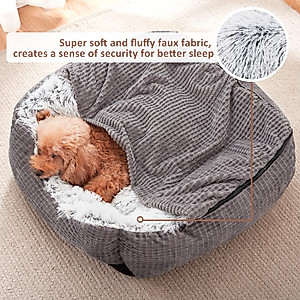 MIXJOY Dog Beds for Medium Large Small Dogs, Rectangle Cave Hooded Blanket Puppy Bed, Luxury Orthopedic Cat Beds for Indoor Cats, Warmth and Machine Washable (25 inches, Grey)