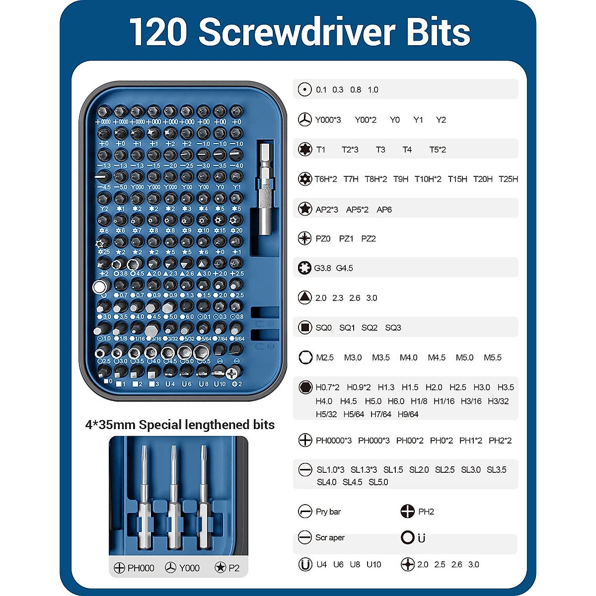 Small Screwdriver Set with 120 Bits, Kingsdun 130 in 1 Precision Magnetic Screwdriver Bit Set with Tweezer, Flat, Phillips, Pentalobe, Torx Star Screwdriver for Computer, Xbox, Phone, PC Laptop
