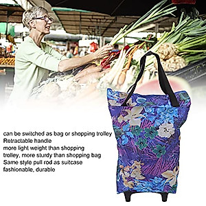 Folding Shopping Cart, Large Capacity Reusable Waterproof Grocery Cart with Removable Bag, Washable Durable Collapsible Shopping Bag with Wheels, 600D Strong Heavy Duty Utility Cart for Travel Camping