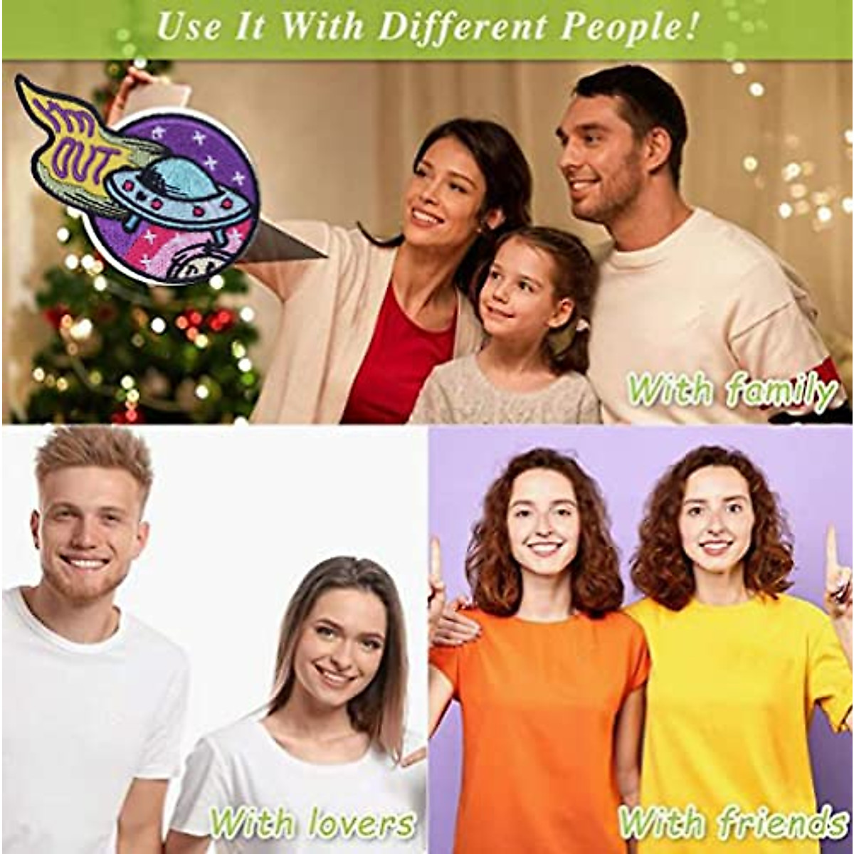 I’m Out UFO Patch Applique Cartoon UFO Planet Embroidered Sticker Colorful Iron On/Sew On Patch Badge Clothes Bags Accessories DIY Gift