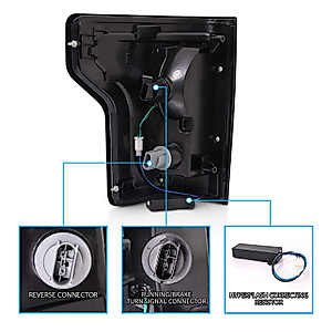 AmeriLite [Full LED C-Type Light Bar Black Taillights Assembly Pair for 2015-2017 Ford F150 - Passenger and Driver Side