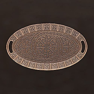 Alisveristime Turkish Ottoman Coffee Tea Beverage Serving Ellipse Tray (SMALL TRAY) (Copper)