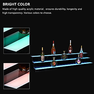ROVSUN 3 Step 60 Inch LED Lighted Liquor Bottle Display Shelf with Remote Control, Acrylic Lighted Drinks Lighting Shelves Illuminated Bar Shelves for Liquor Bottles Commercial Home Bar Accessories