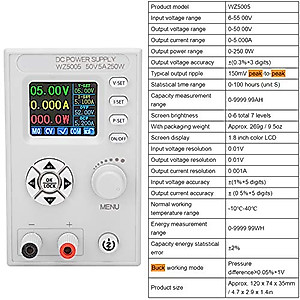 DC Power Supply Variable, 0-50V 0-5A Adjustable Switching Regulated Power Supply with 4 Digits LCD Display, Bench Power Supply with Multi Protections, Remote Control