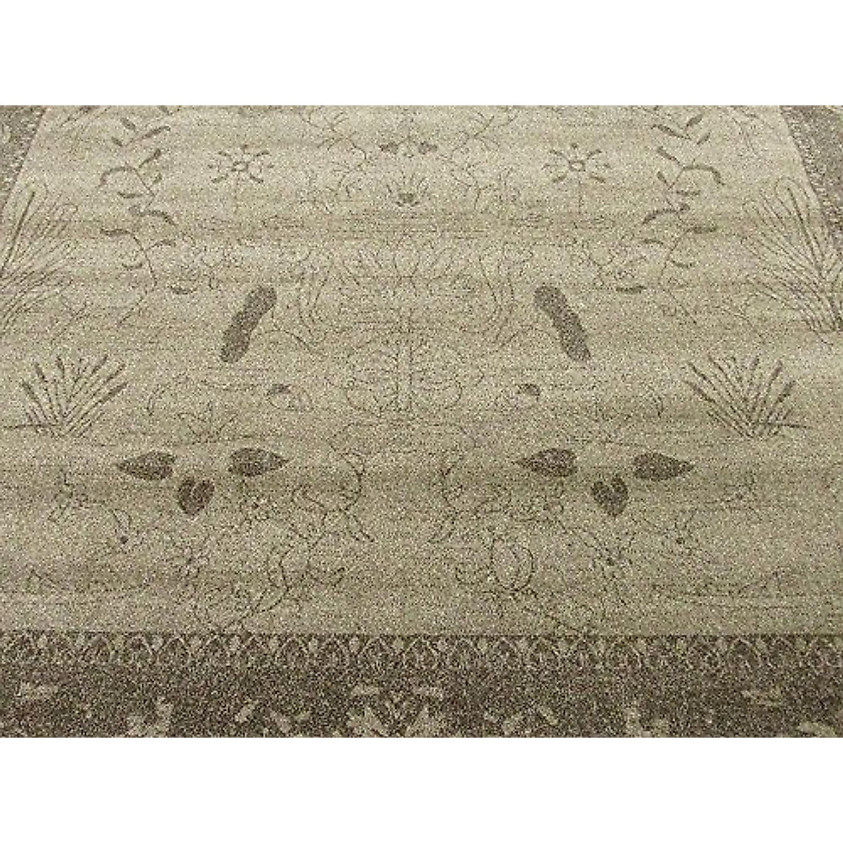 Unique Loom La Jolla Collection Farmhouse, Contemporary, Botanical, Traditional, Vintage Area Rug, 9 x 12 ft, Light Brown/Dark Brown