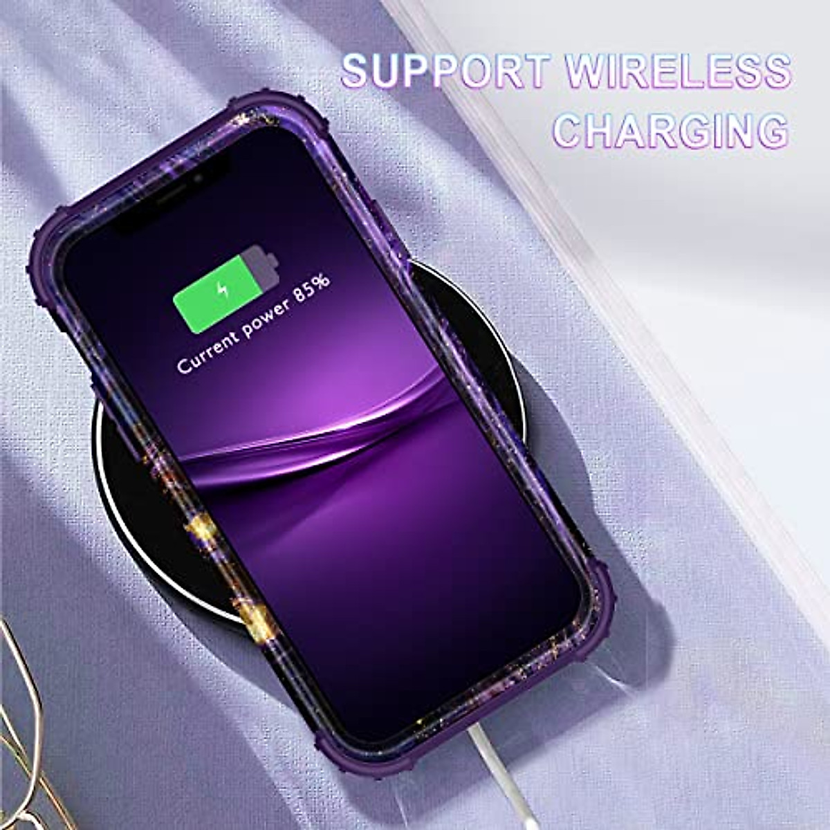 Miqala for iPhone 11 Case with 2 Tempered Glass Screen Protector+ 2 Camera Lens Protector,Three Layer Shockproof Heavy Duty Full Body Protective Case for Apple iPhone 11 6.1 inch.,Purple