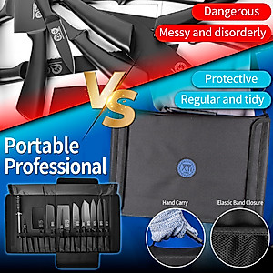 XYJ Knife Set, 11 Pieces Stainless Steel Black Knives,Cooking Cleaver Meat Vegetable Boning Chef Knives,With Roll Bag,Honing Steel,Ergonomic Handle,Ideal for Kitchen Outdoor Camping for Mom Dad