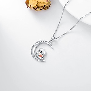 PROESS Sea Otter Necklace Sterling Silver Otter Jewelry Otter Gift Animal Necklace for Women