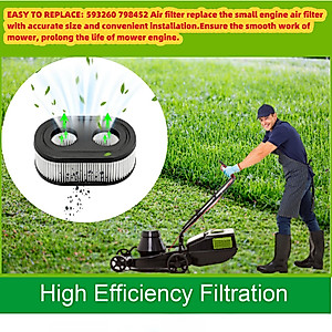 QMTCYXGS 593260 798452 Air Cleaner Cartridge Filter for 550ex 675exi 725exi Series, Troy-bilt TB110 TB200 TB230, 4247 09P00 09P702 5432 5432k 550E 500EX 625 Lawn Mower (4-PK)