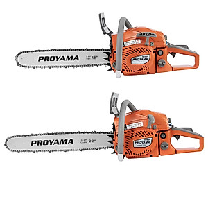 PROYAMA 62CC 2-Cycle Gas Powered Chainsaw, 22 Inch 18 Inch Handheld Cordless Petrol Chain Saw for Tree Wood Cutting