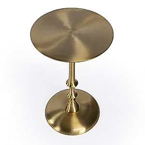 HomeRoots 19" Gold Aluminum Round Pedestal End Table