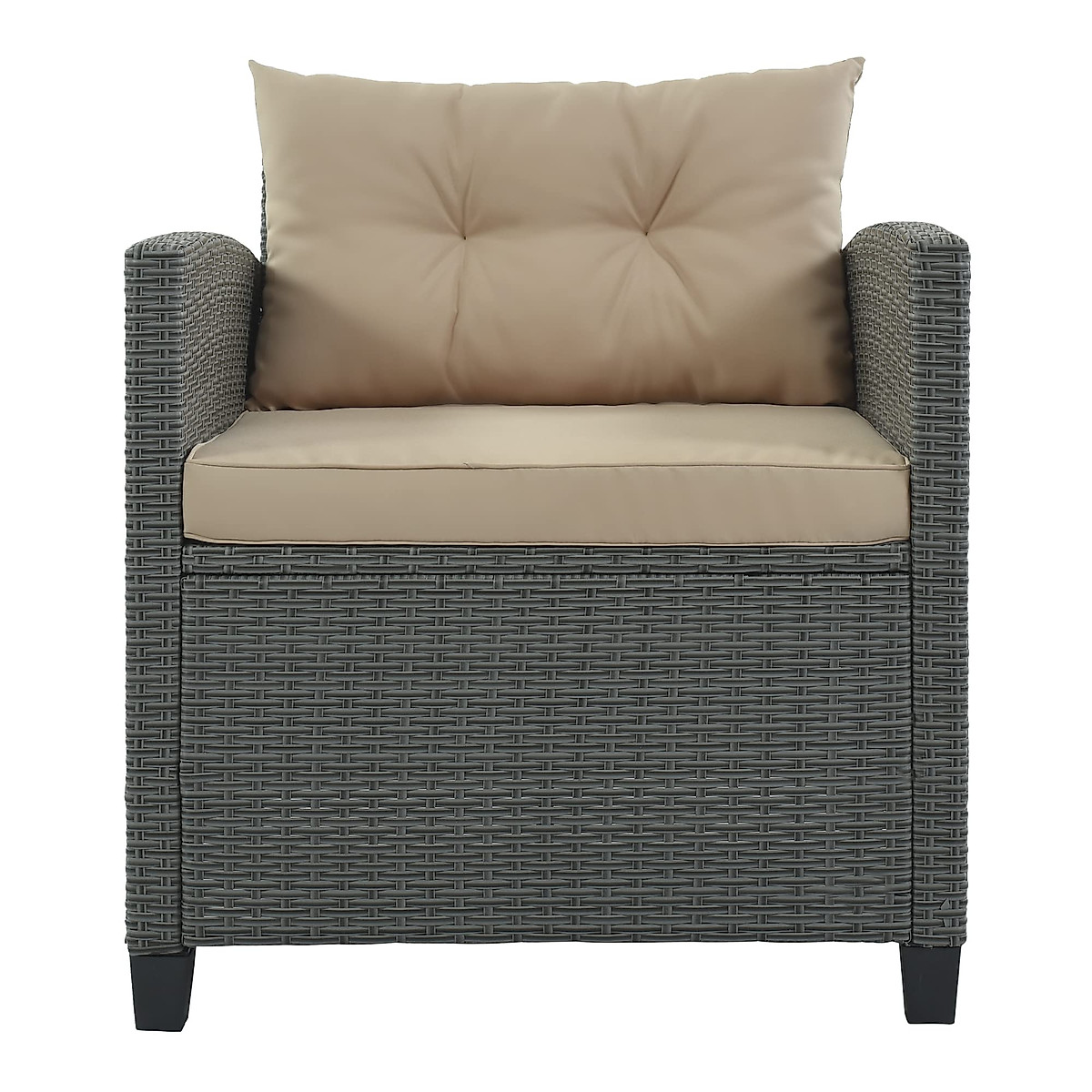 ERYE 6 Pieces Patio Conversation Furniture Sets Outdoor PE Rattan Wicker Sofa & Dining Table Group, 6Pcs All Weather Garden Seating Sectional with Rectangular Table, Armchairs, Loveseats and Corner