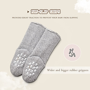 Toddler Non Slip Socks Baby Boys Winter Warm Socks with Grips for Baby Girls Thicken Terry Socks 6 Pack Age 2-4