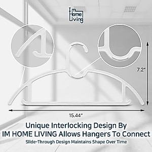 I M HOME LIVING Interlocking Slim Link Hangers 50 Pack with Connector Hooks, Premium Space-Saving Hangers, Heavy Duty Design for Coats, Suits, and Shirts, Neatly Stackable for Storage (White, 50)