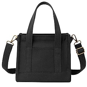 JQWSVE Canvas Tote Bag for Women Stylish Mini Tote Handbag Canvas Crossbody Purses Multiple Pockets Small Satchel Bag Handbag