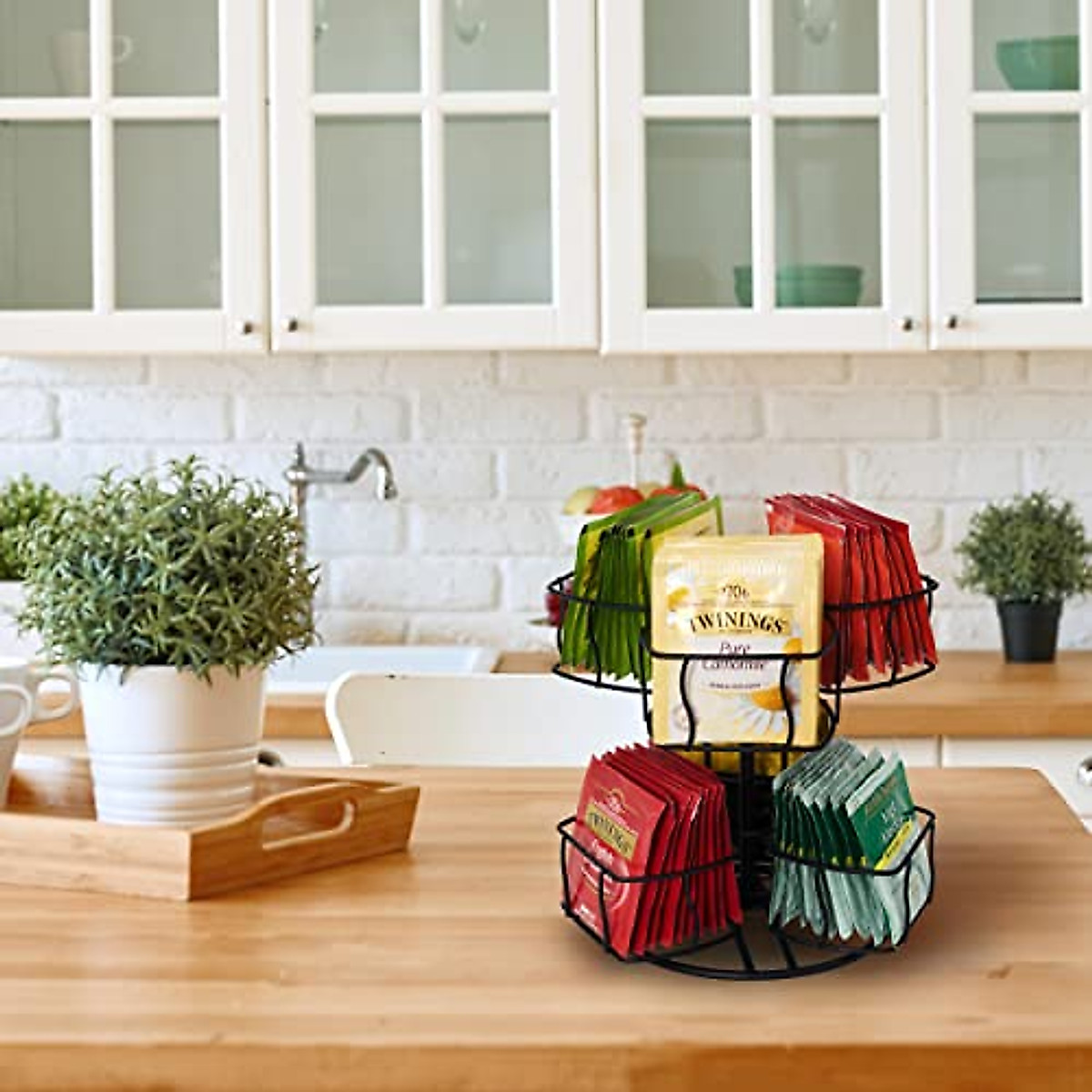 NHZ Tea Bag Storage and Organizer, Tea Bag Holder Black Powder Coated Stainless Steel for Tea and Coffee Box. Organize 60 Tea Bags- Tea Holder for Tea Bags 6 Compartments with 10 Bags in Each.