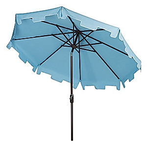 Safavieh Outdoor Collection Zimmerman Crank Market Umbrella with Flap