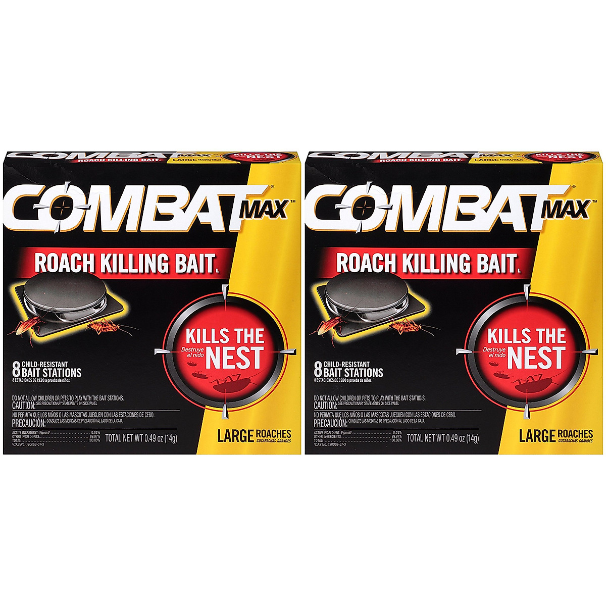 Combat Max Roach Killing Bait for Large Roaches, 8 Bait Stations (Pack of 2)