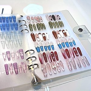 GUXACU Press On Nail Organizer 10 PCS Clear Empty Press On Nail Storage Press On Nail Packaging for Fake Nail Storage Nail Display Nail Salon Press On Nail Supplies Organizer with Nail Tape