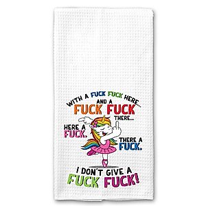 Funny F*ck Unicorn Farmer Song Microfiber Tea Towel Kitchen Linen Adult Theme Gift for Her