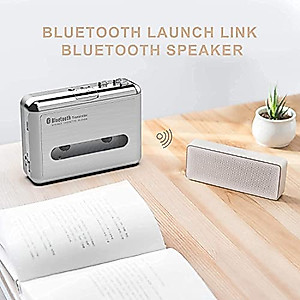 Bluetooth Walkman Cassette Player with Earphone, Portable Tape Player Compact Stereo Audio Music Wireless Bluetooth Output to Headphone/Speaker, 2AA Battery or USB Power Supply, 3.5MM Headphone Jack