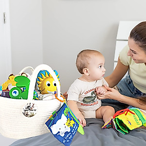 Baby Plus Me Diaper Caddy Organizer | Stylish Portable Nursery Basket with Removable Inserts | 100% Cotton Storage Bin for Changing Table | Easy to Use Snap On Buttons | Perfect Baby Gift (White)