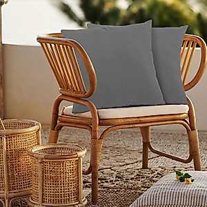 idee-home Outdoor Pillows for Patio Furniture, Outdoor Pillows Set of 2 with Inserts Included, Waterproof Outdoor Throw Pillow with Inners 18x18 inch Outside, Outdoor Decorative Pillow Cases