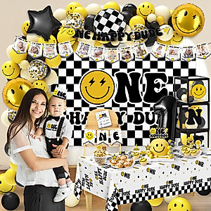 One Happy Dude 1st Birthday Decorations - Lightning Bolt One Happy Dude First Birthday Backdrop Balloons Arch Box High Chair Banner Birthday Party Idea for Baby Boys|Girls